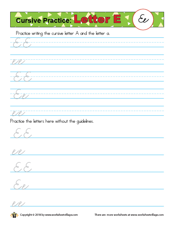 Practice Writing the Letter E – Worksheet Village